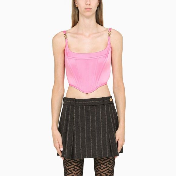 Versace | Tops | Versace Versace Medusa Pink Satin Corset | Poshmark